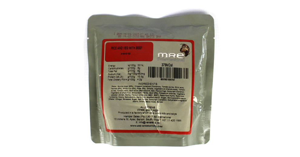 MRE 300g – Rice & Veg with Beef – South African Military Surplus